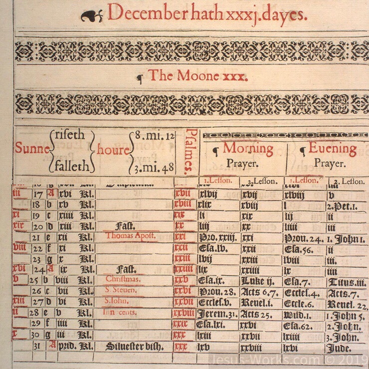 December 25, 1611 Scripture Readings